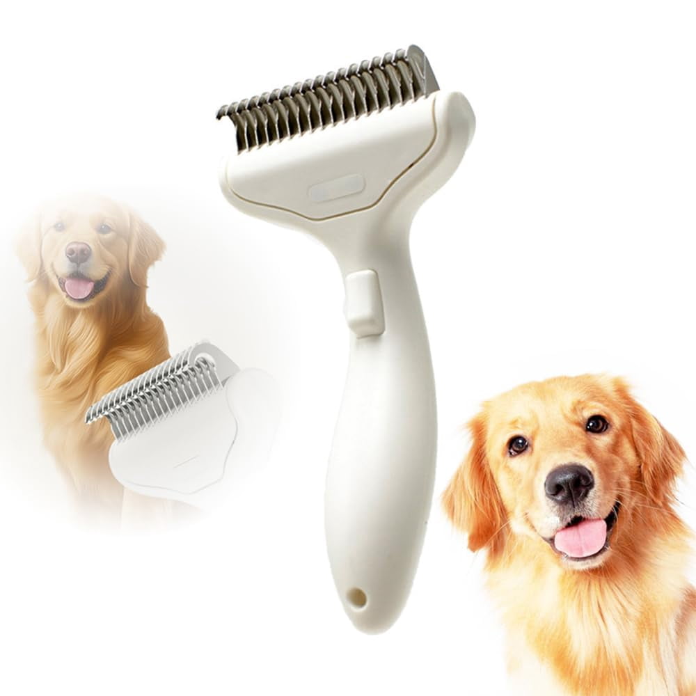 Pet Hair Removal Comb, Cats Dogs Comfy Deshedding Comb, One-Click Self ...