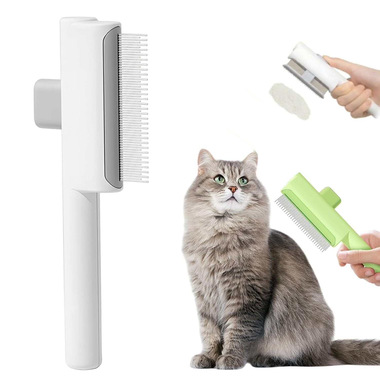 Pet Hair Removal Comb Flea Comb, 2025 Upgrade Cat Grooming Brush, Cat ...