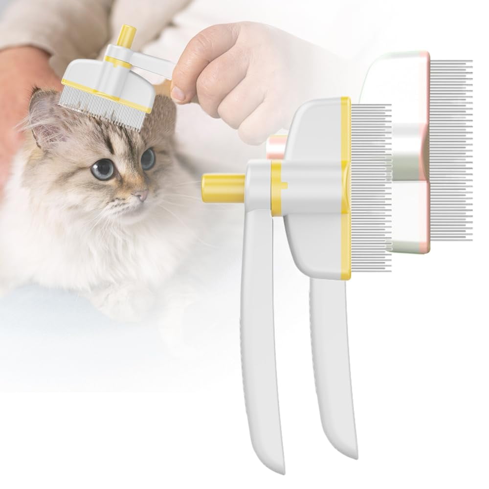 Pet Hair Removal Comb Flea Comb, 2025 Upgrade Self-cleaning Pet Flea ...