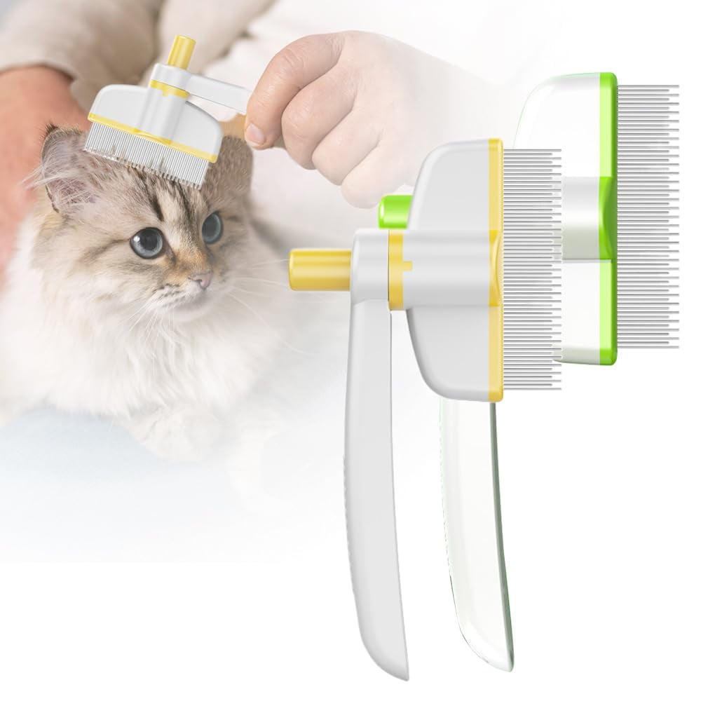 Pet Hair Removal Comb Flea Comb, 2025 Upgrade Self-cleaning Pet Flea ...