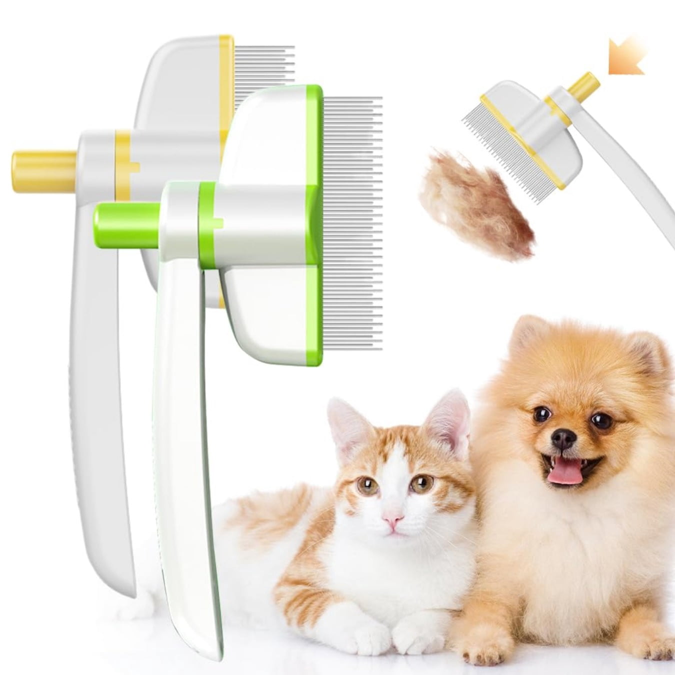 Pet Hair Removal Comb Flea Comb, Self Cleaning Cat Brushes for Indoor ...