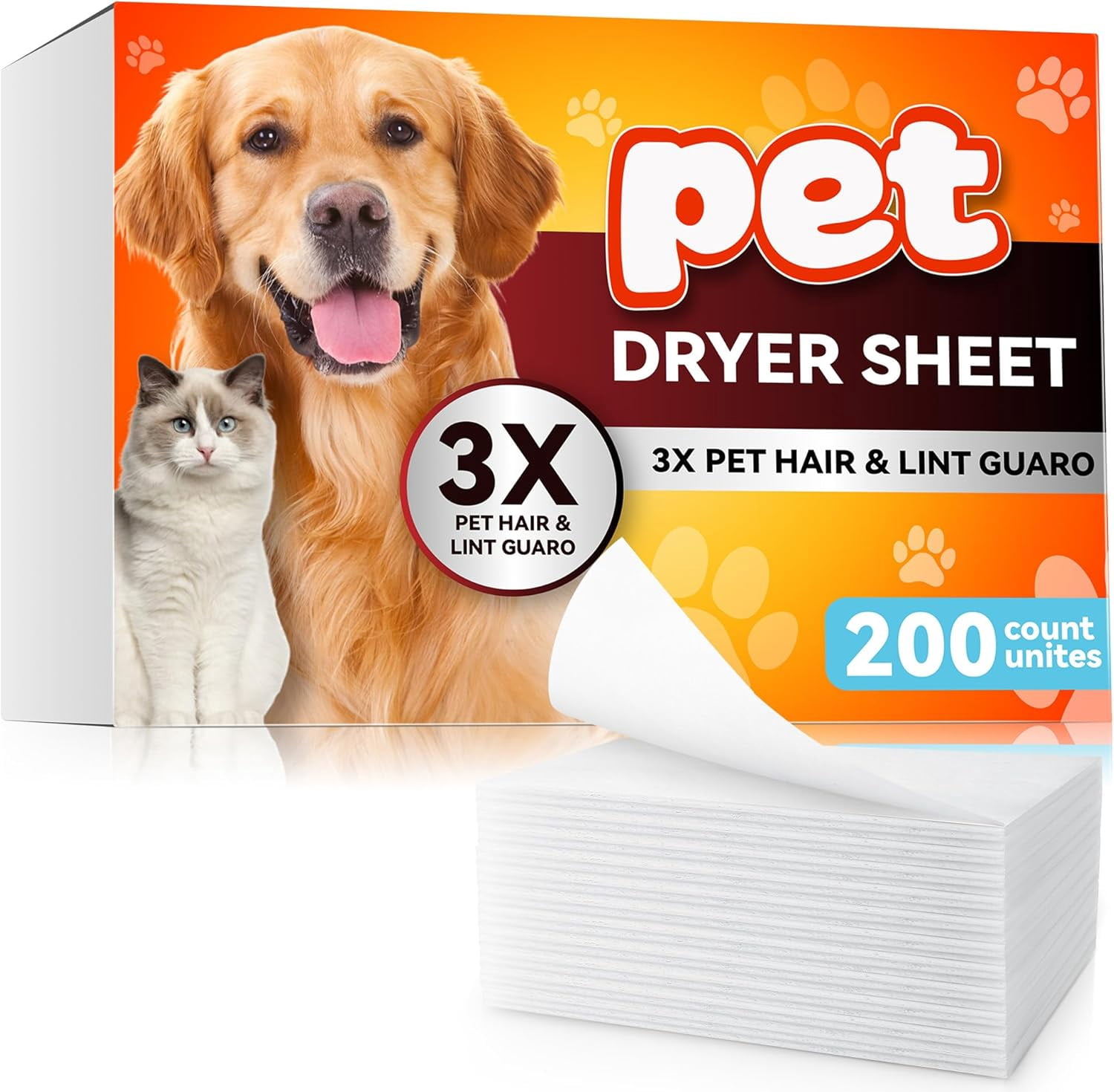 Pet Hair Remover for Laundry, Lint Dryer Sheets, 3 X Pet Hair Fighters ...