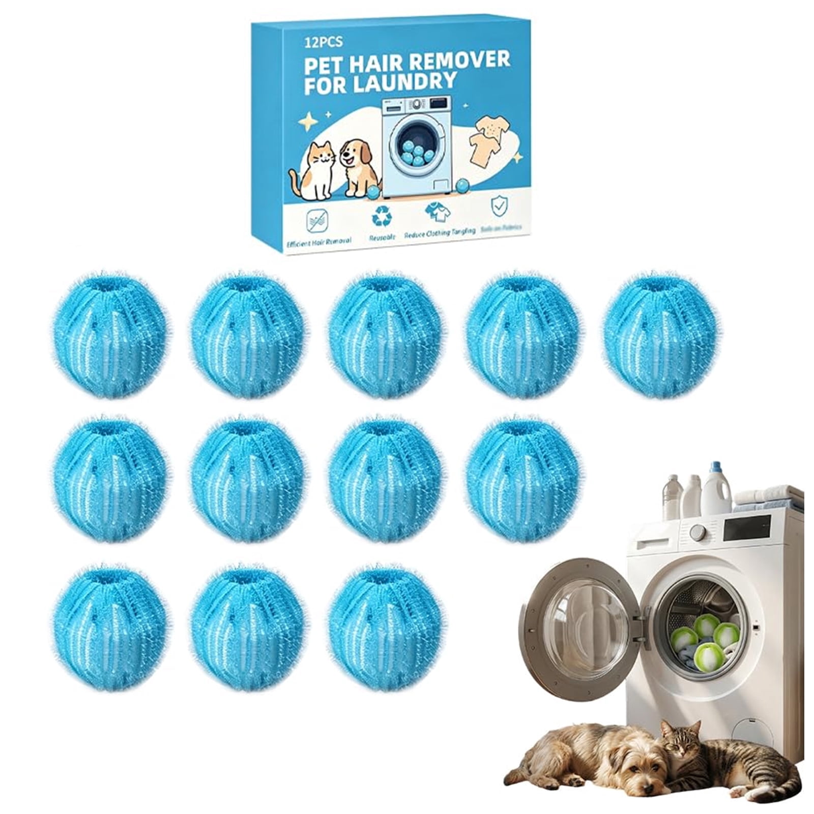Pet Hair Remover for Laundry, Reusable Dog & Cat Hair Remover Washing ...