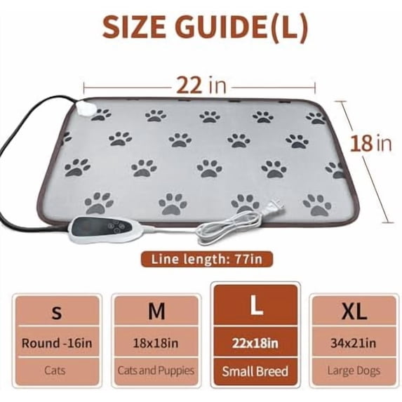 Pet Heating Pad 22x18 in with Smart Thermostat Switch and Power Line ...