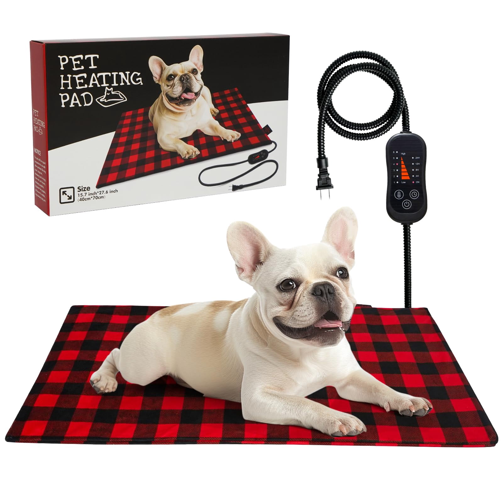 Pet Heating Pad, Adjustable Temperature Heated Dog Bed with Timer ...