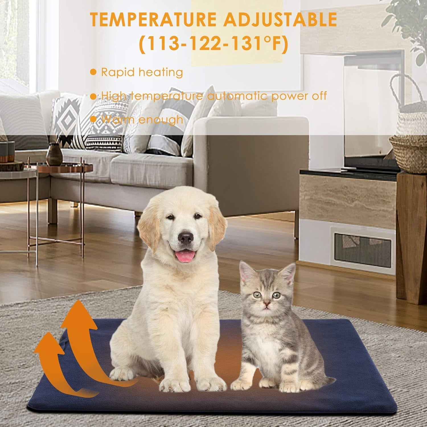 Pet Heating Pad Electric Heated Mat for Dogs and Cats Indoor Warming ...
