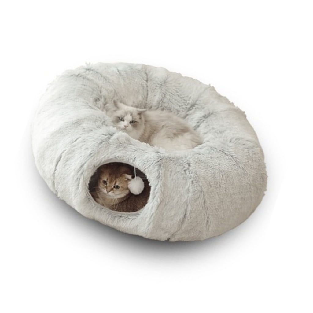 Pet Hideaway House Camping Bed for Dogs Cats Cave with Tunnel Plush ...