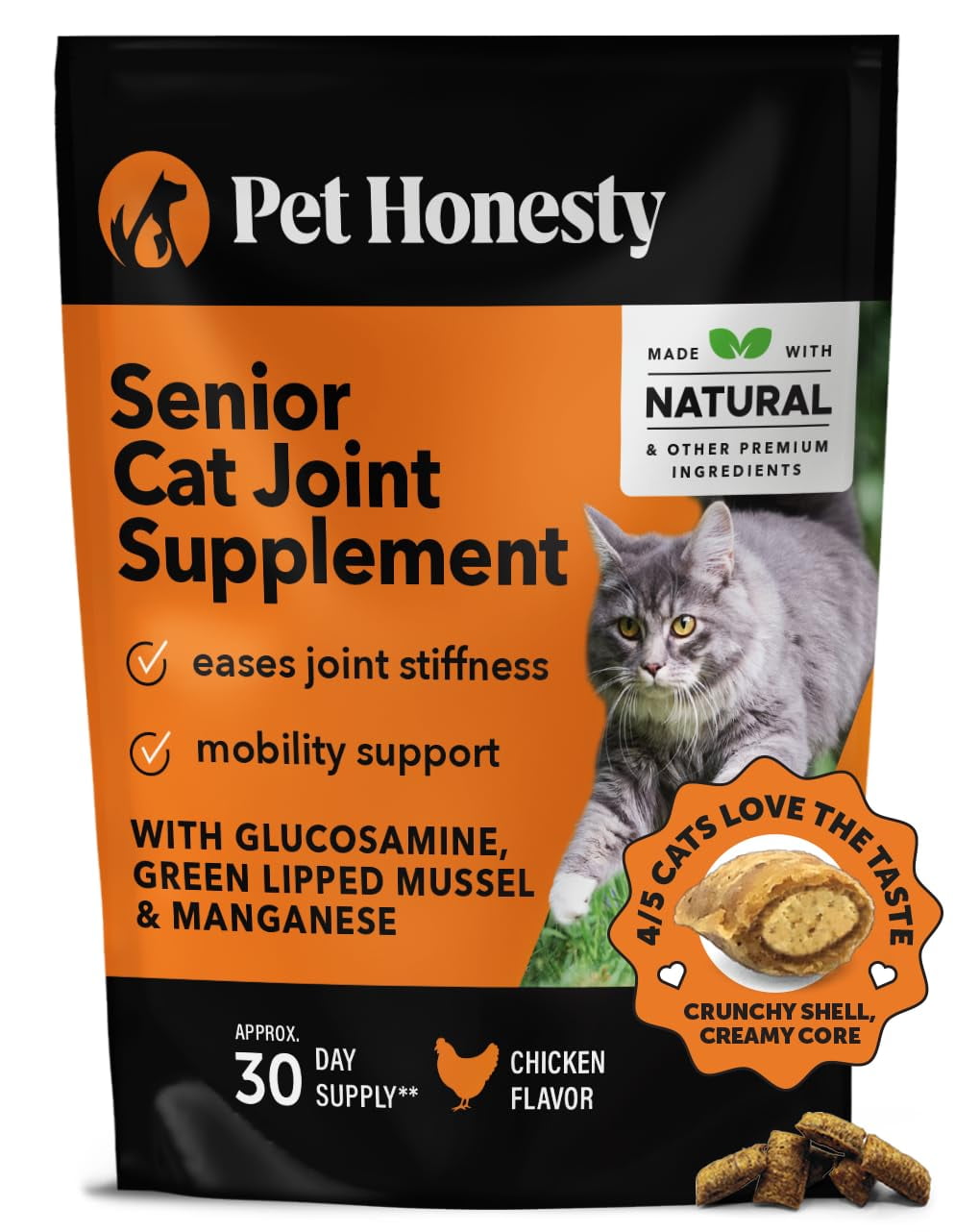 Pet Honesty Cat Hip & Joint Health Chews - Glucosamine Cats, Cat Joint ...
