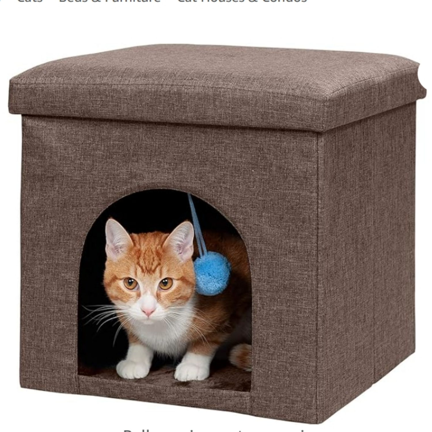 Pet House for Indoor Cats & Small Dogs, Collapsible & Foldable w/ Plush ...