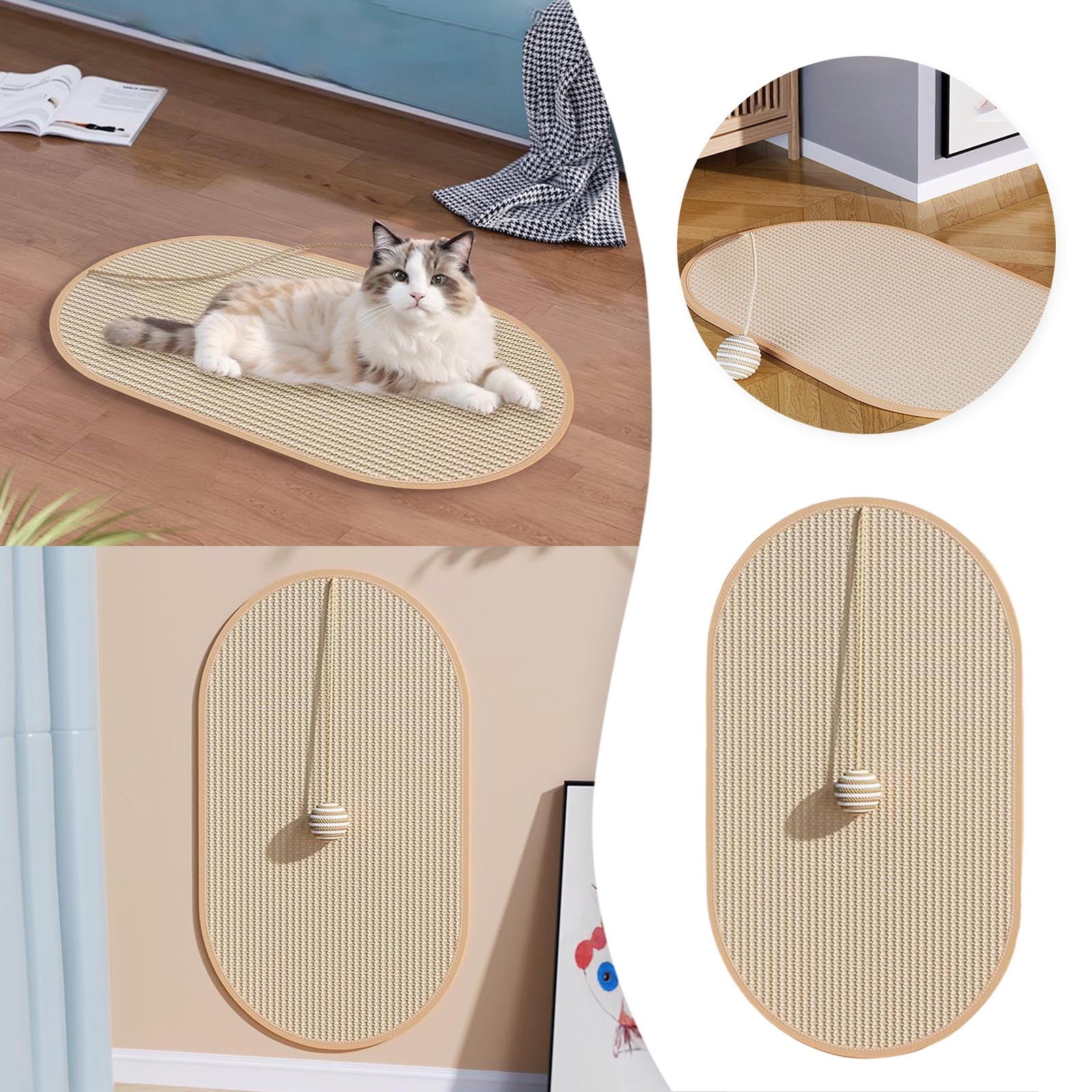 Pet Ice Mats Upgraded Oval Scratch Mat Sisal Fabrics Indoor Tape ...