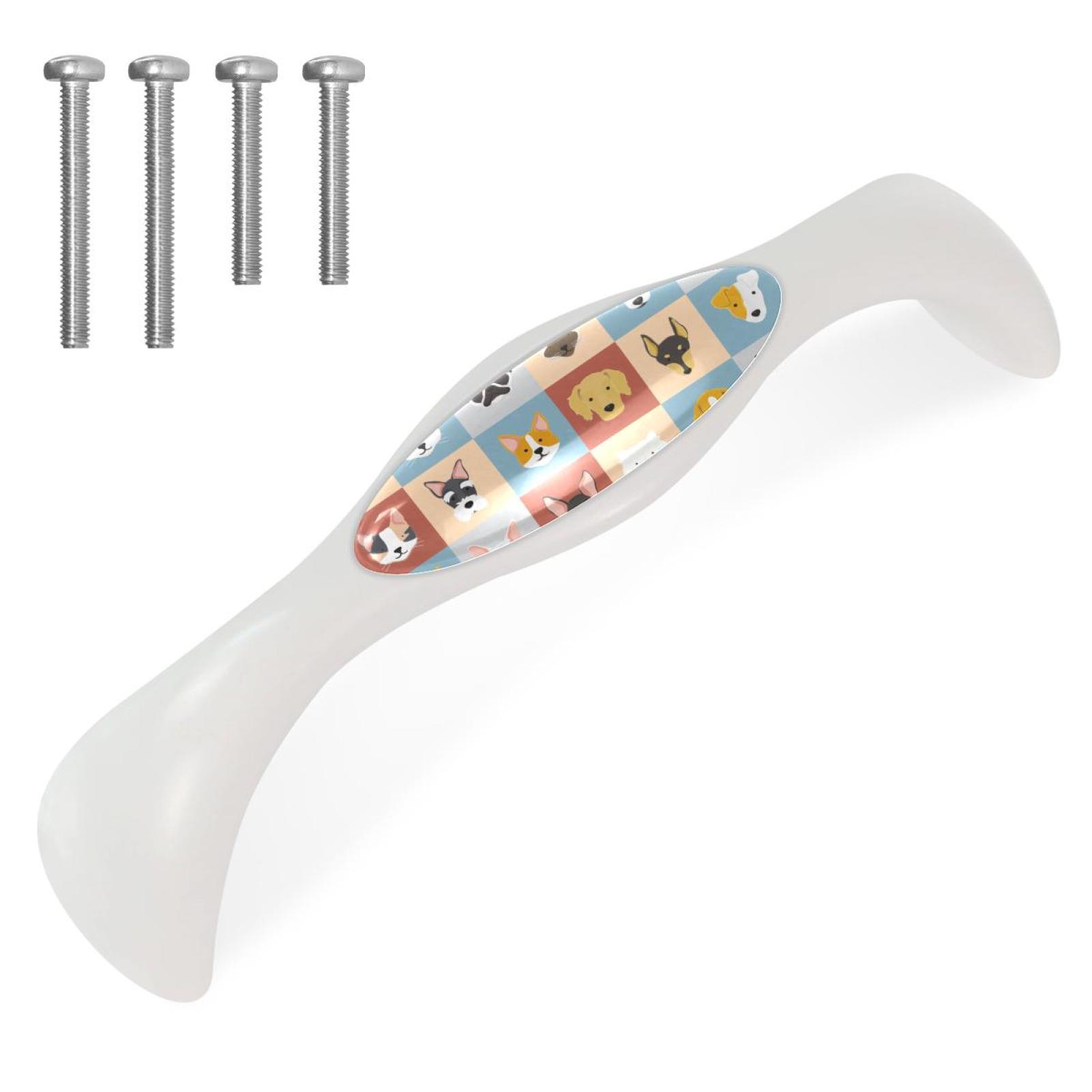 Pet Icons Knob 4 Pack Arched Drawer Pulls Crystal Glass White Knobs ...