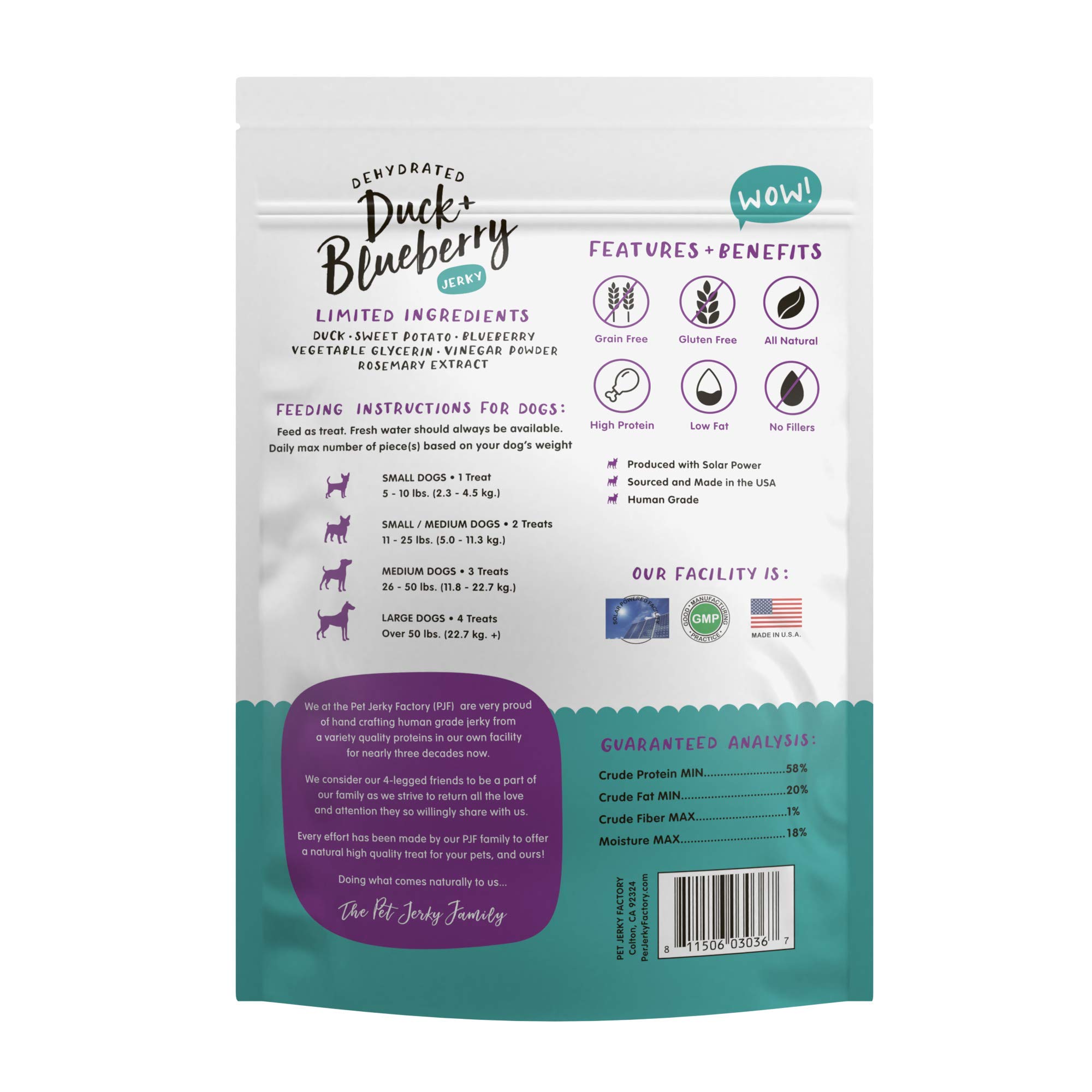 Pet Jerky Factory Premium Duck and Blueberry H2FSD5 oz. Dog Jerky ...