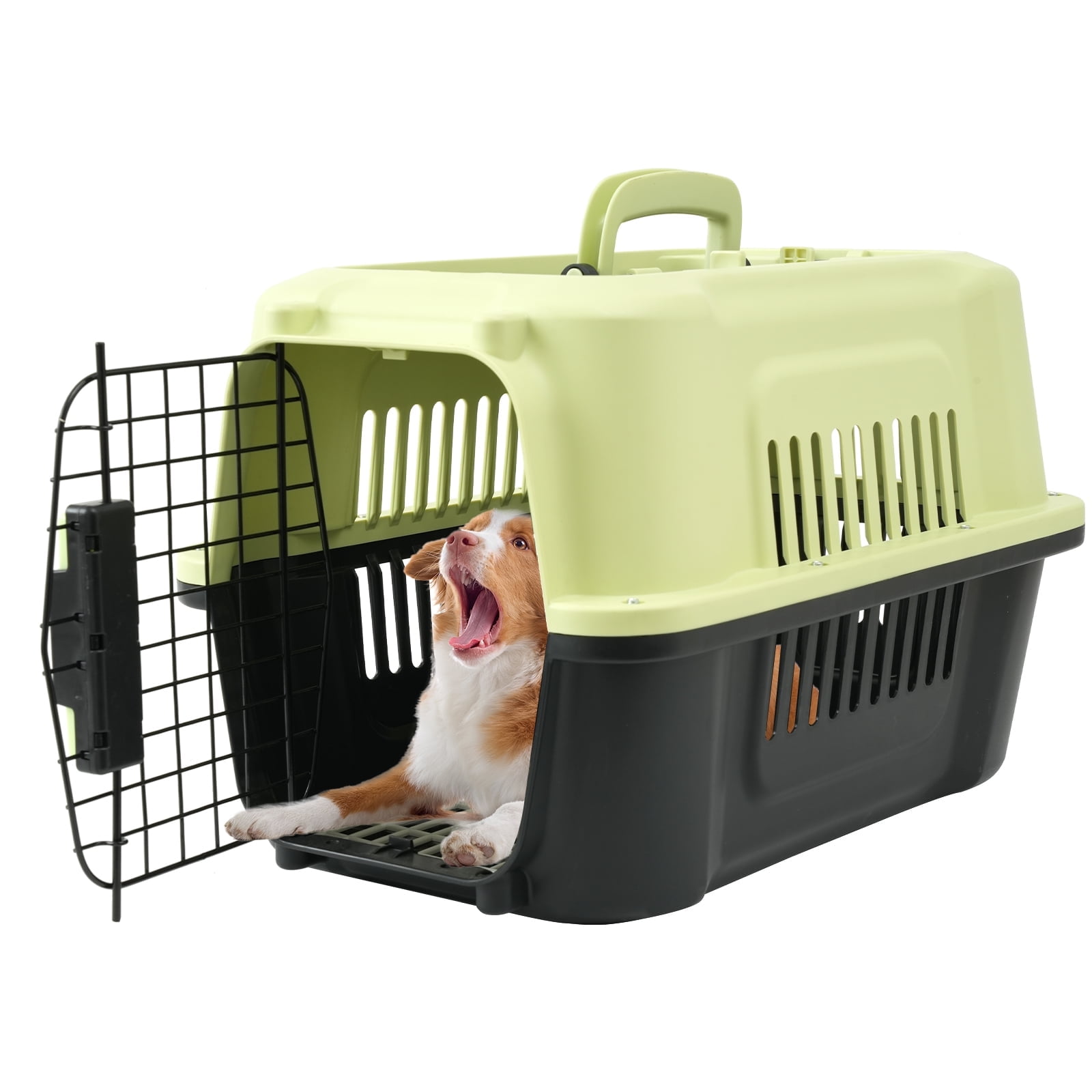 Fruggis Two-Door Dog Kennel with Top Opening, Plastic Dog Crate Porable ...