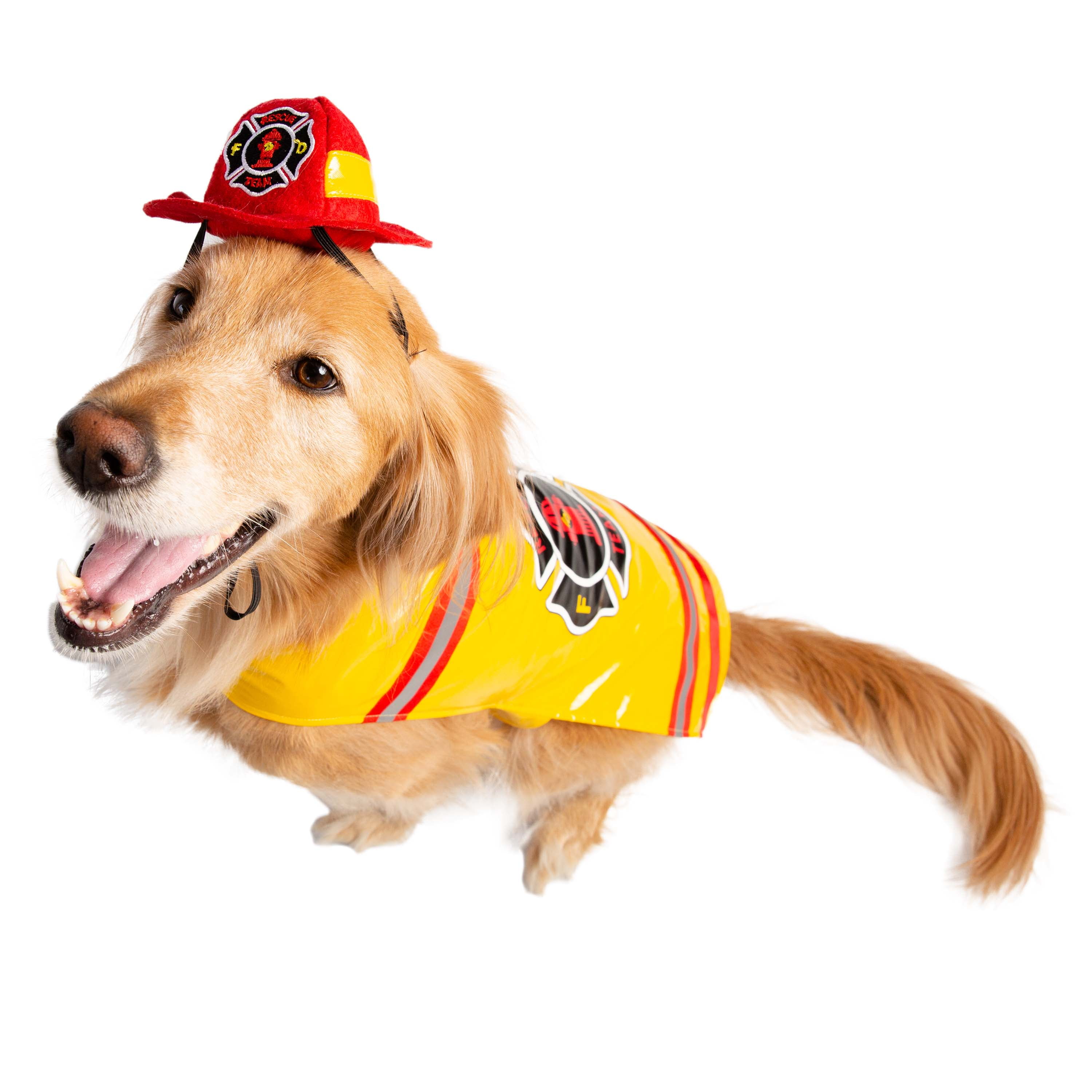 Pet Krewe Dog Firefighter Costume - Funny Halloween Pet Fireman Outfit ...