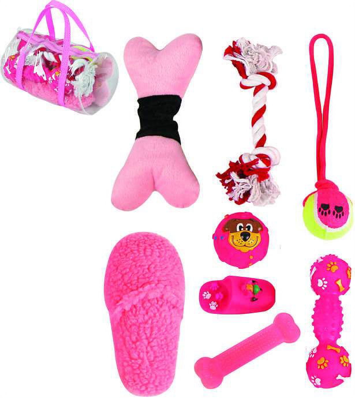 Pet Life ® 'Duffle Bag' 8 Piece Jute Rope and Rubberized Squeak Chew ...