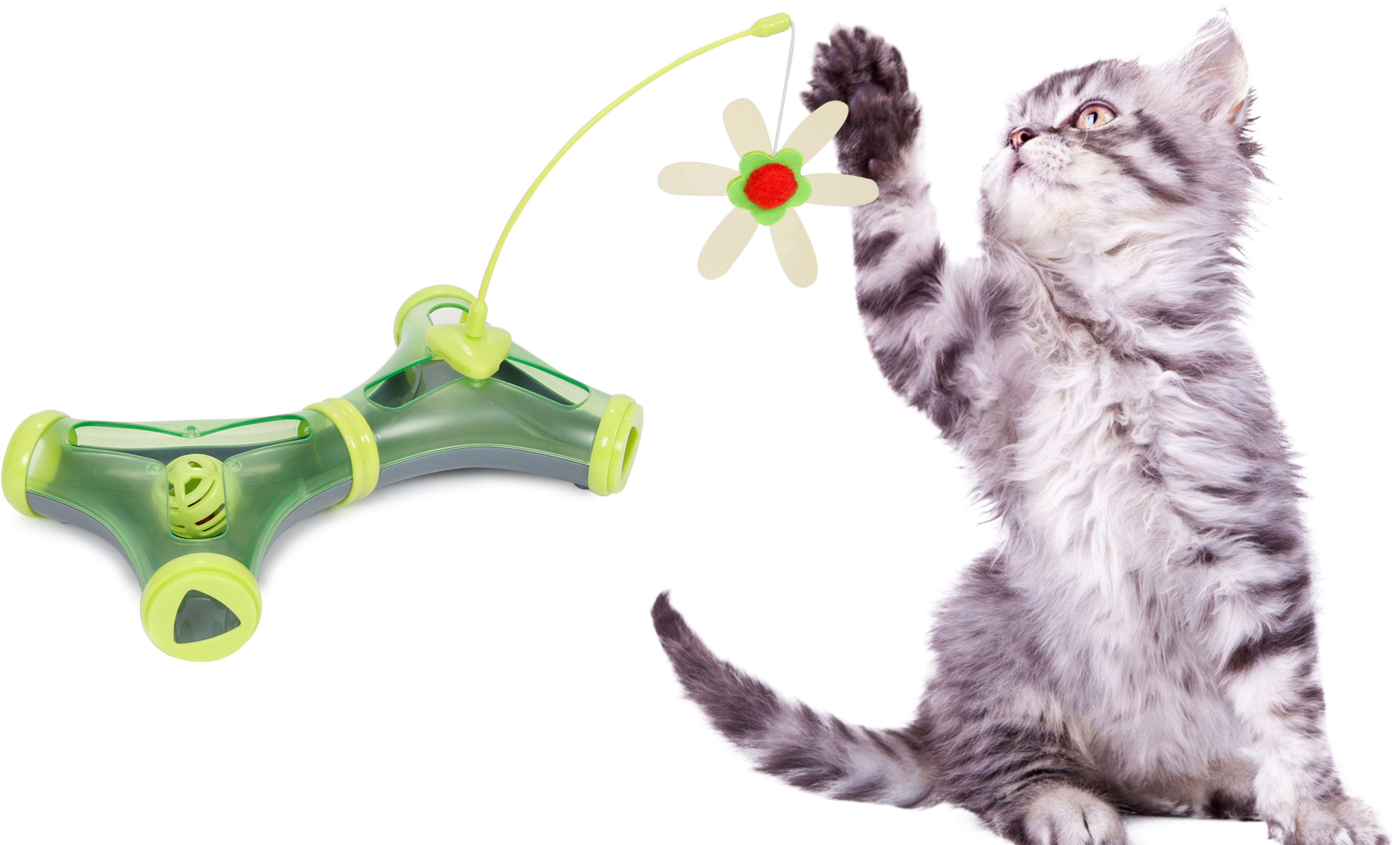 Pet Life Kitty-Tease Interactive Puzzle Cat Toy with Feather Teaser ...