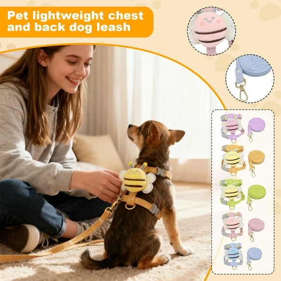 Pet Lightweight Harnesses for Dogs, Bee-shaped Harness with Leash ...