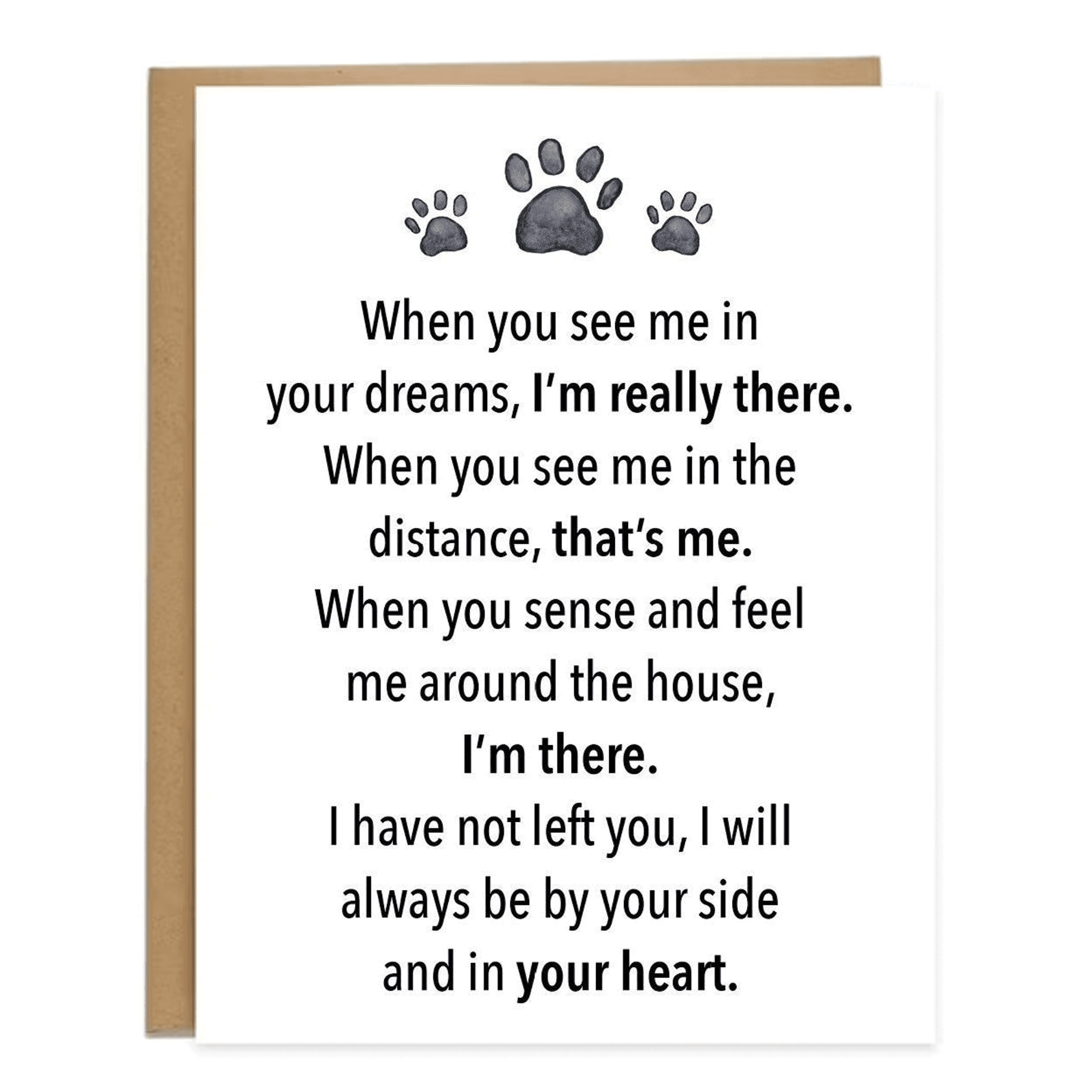Pet Loss Sympathy Card – "I’m Really There" Inspirational Message – Paw ...