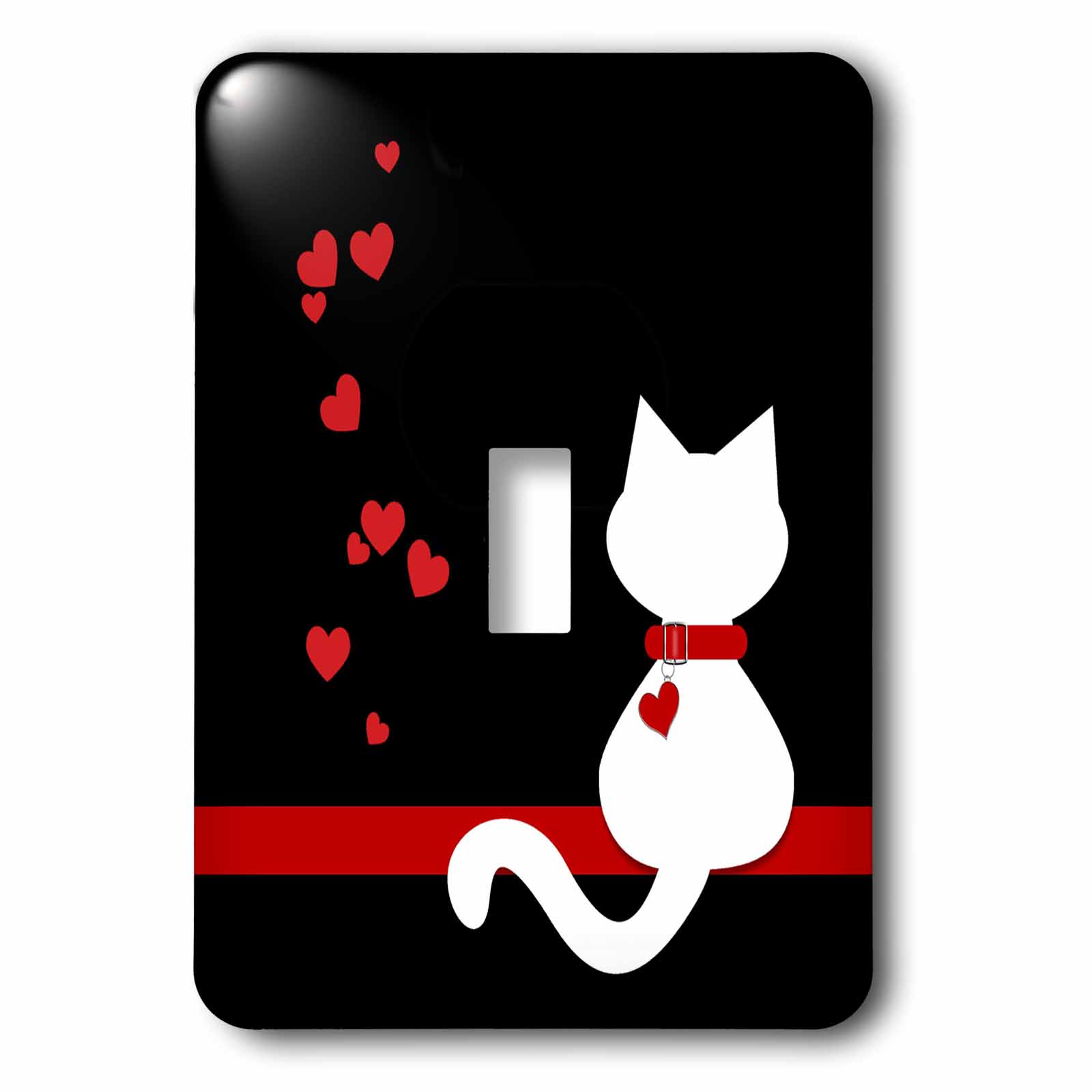 Pet Lovers Red Hearts White Kitty Cat single toggle switch lsp-164792-1 ...