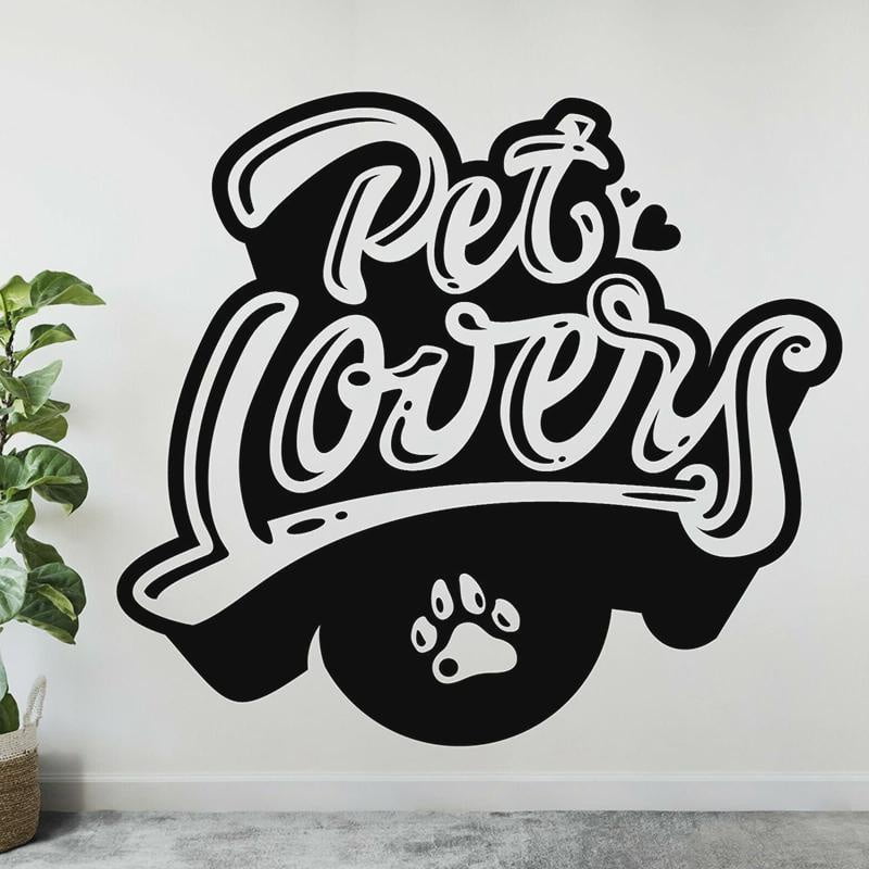 Pet Lovers Wall Decal Dog Cat Animal Paw Script Door Window Vinyl ...