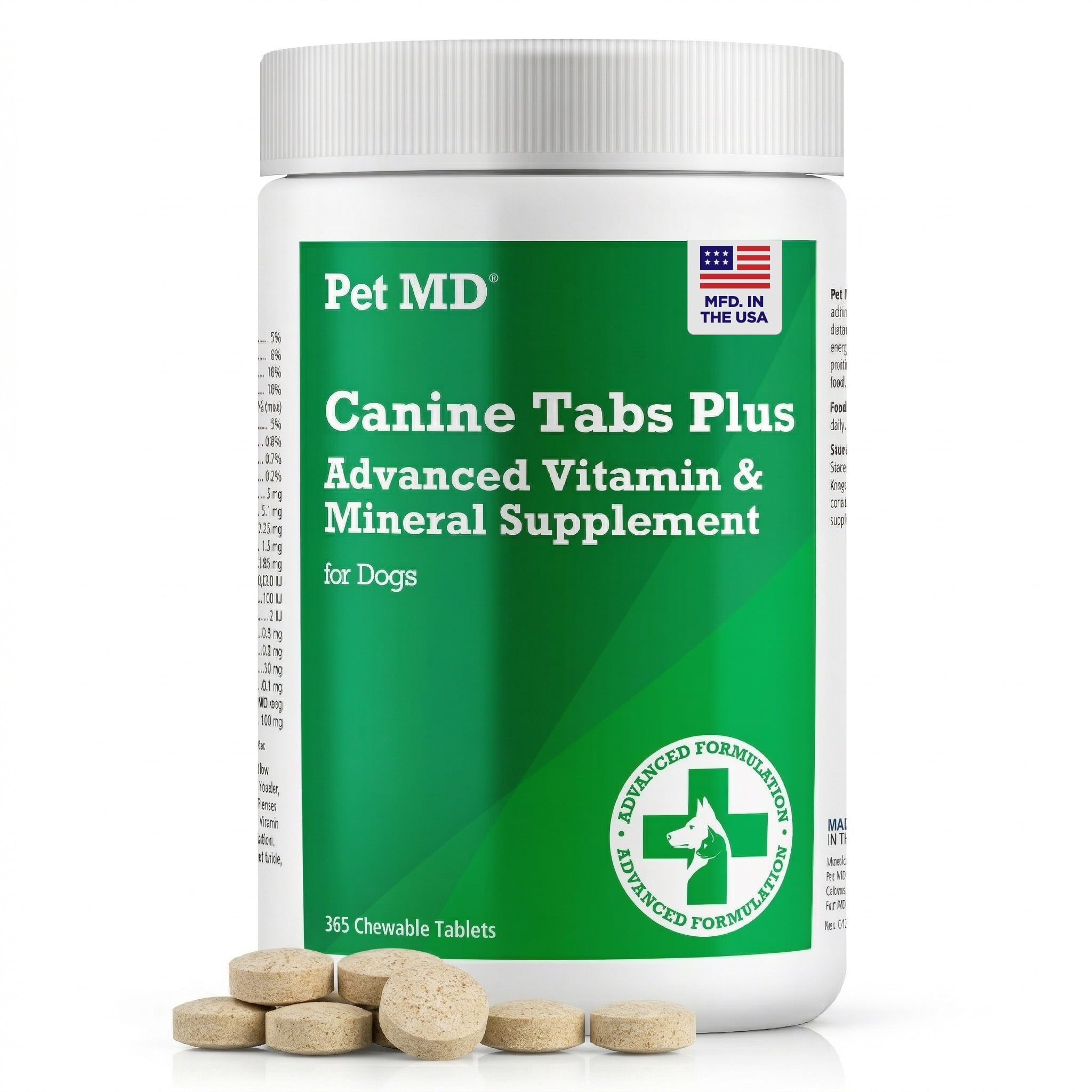 Pet MD - Canine Tabs Plus 365 Count - Advanced Multivitamins for Dogs ...