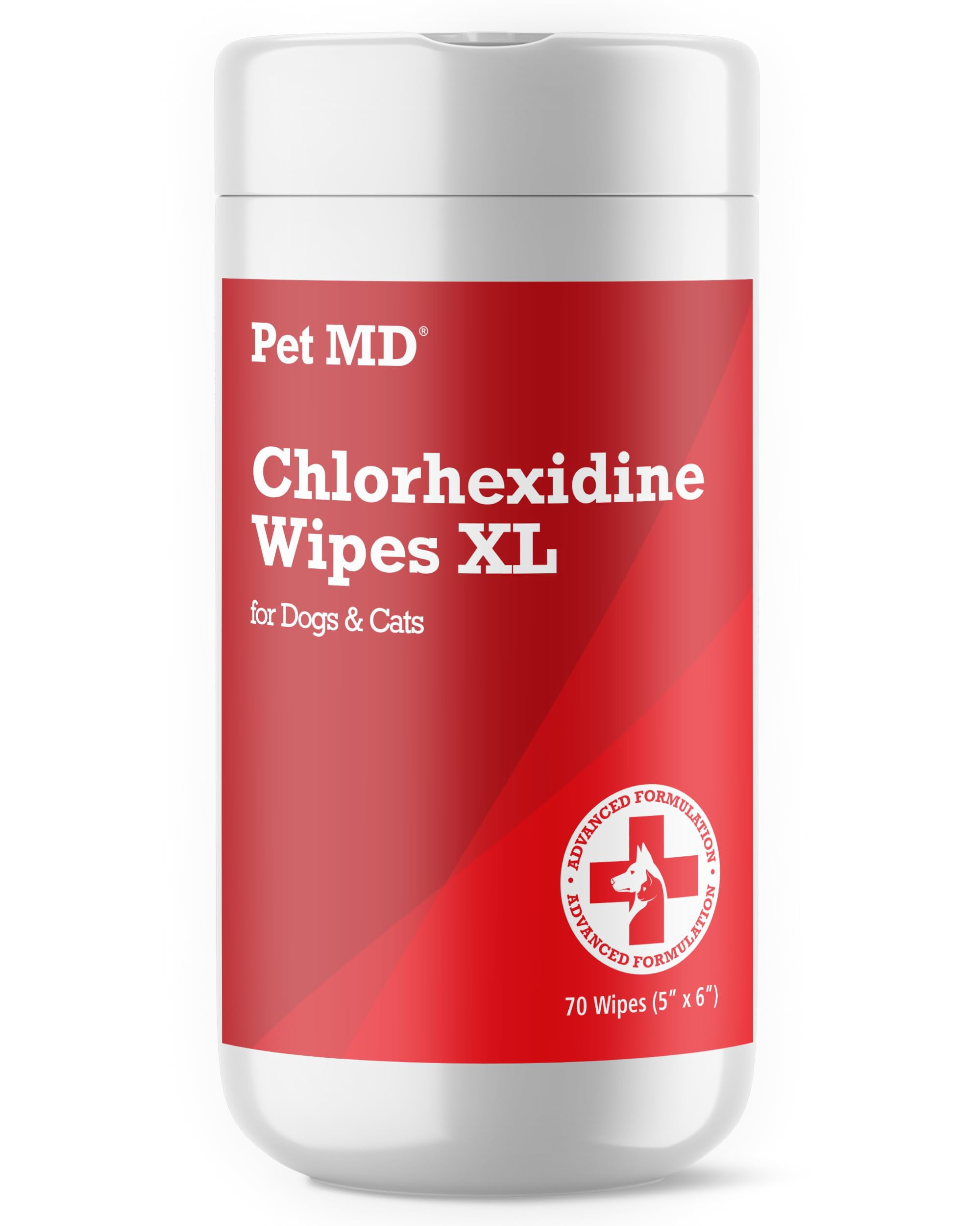 Pet MD Chlorhexidine XL Wipes with Aloe for Dogs & Cats - Medicated for ...