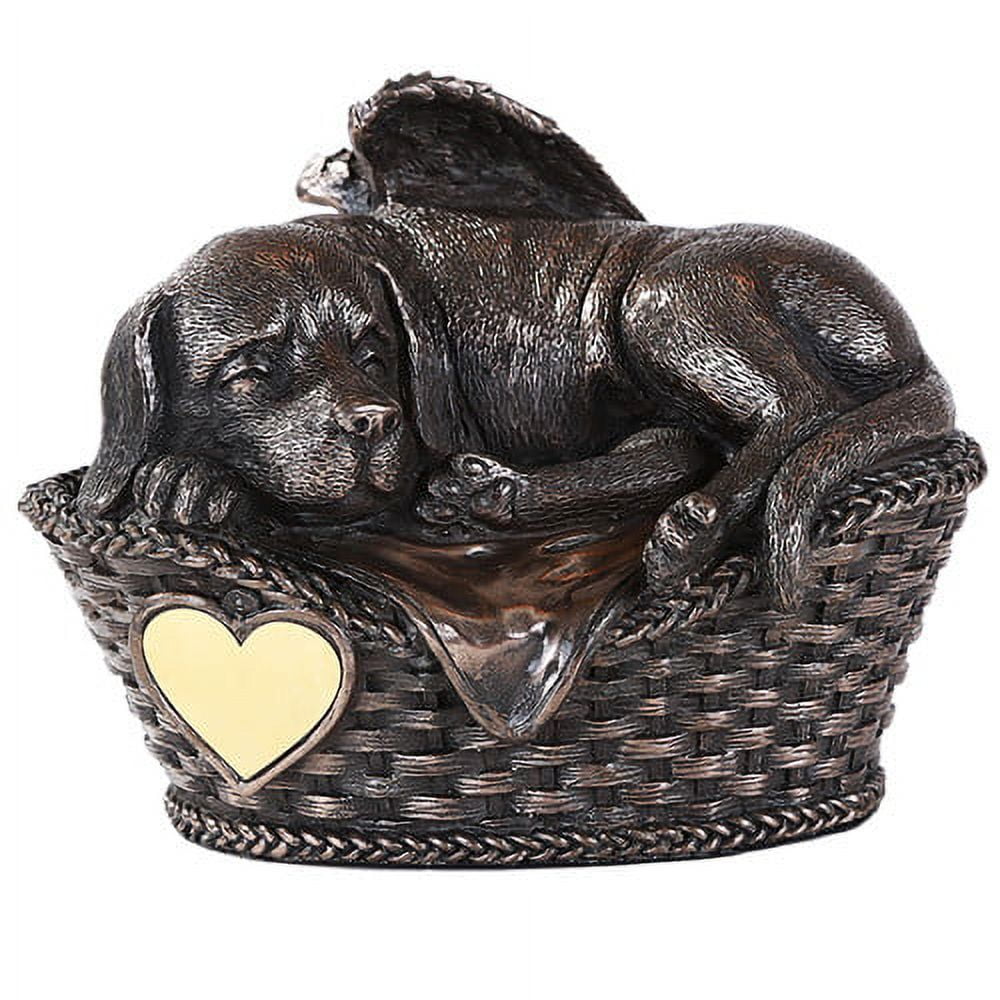 Pet Memorial Angel Dog Sleeping In Basket Cremation Urn Bronze Finish ...