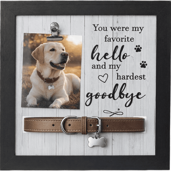 Pet Memorial Frame, Wooden Collar Holder Remembrance Frame with Quote ...