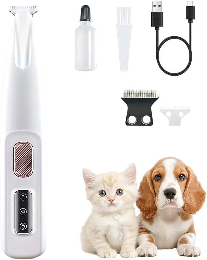 Pet Micro Precision Trimmer, Rechargeable Dog Paw Hair Clipper with LED ...