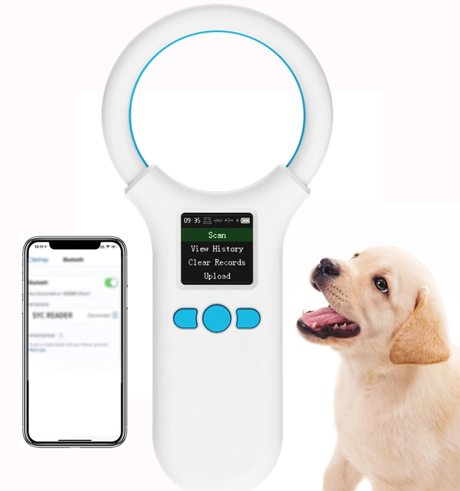 Pet Microchip Scanner, RFID Dog and Cat Microchip Reader, Supports EMID ...