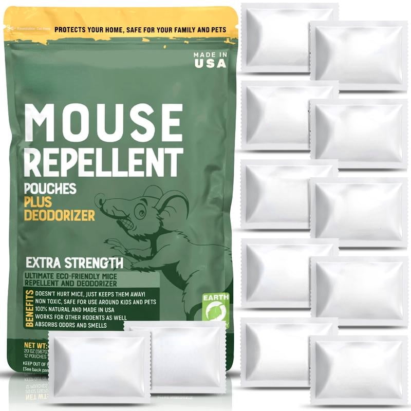 Pet Mouse Repellent Pouches - Rodent Repellent Made in USA (12 Pouches ...