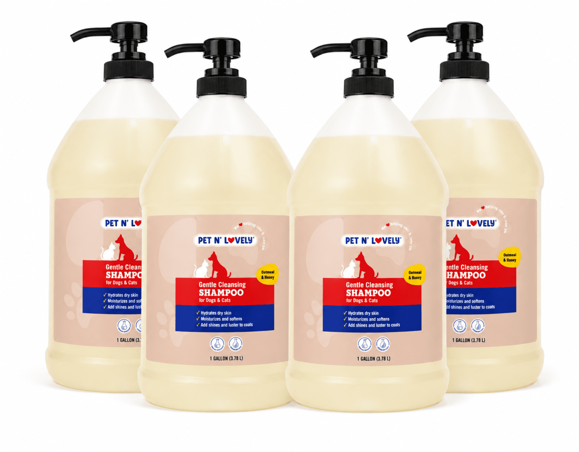 Pet N' Lovely Gentle Cleansing Shampoo for Dogs & Cats, 1 Gallon 4 Pack ...