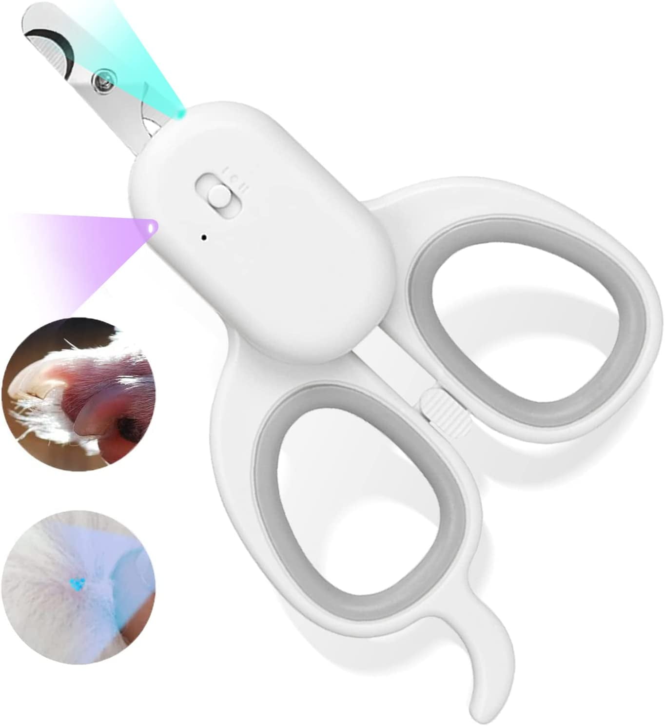 Pet Nail Clipper with LED & -U-V Light, Cat Claw Trimmer with Ultra ...
