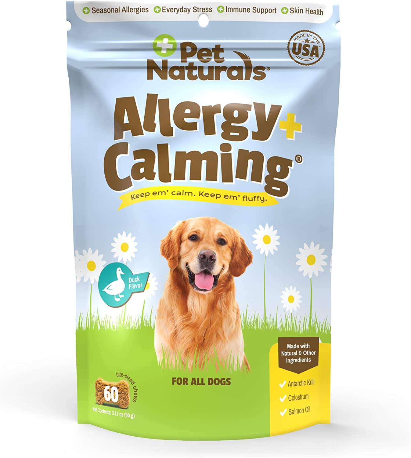 Pet Naturals Allergy Relief Plus Anxiety Supplement for Dogs, Duck ...