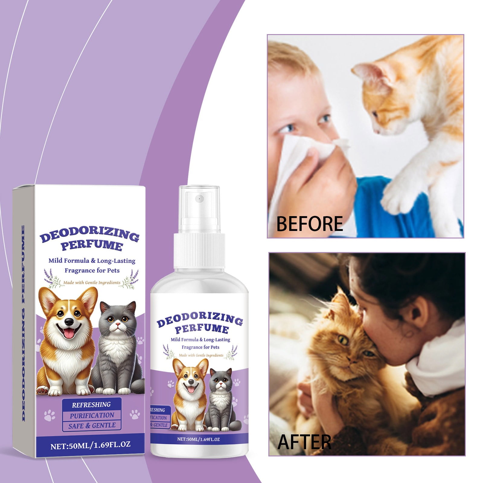 Pet Odor Eliminator Spray Pet Deodorizing Spray for Dogs and Cats ...