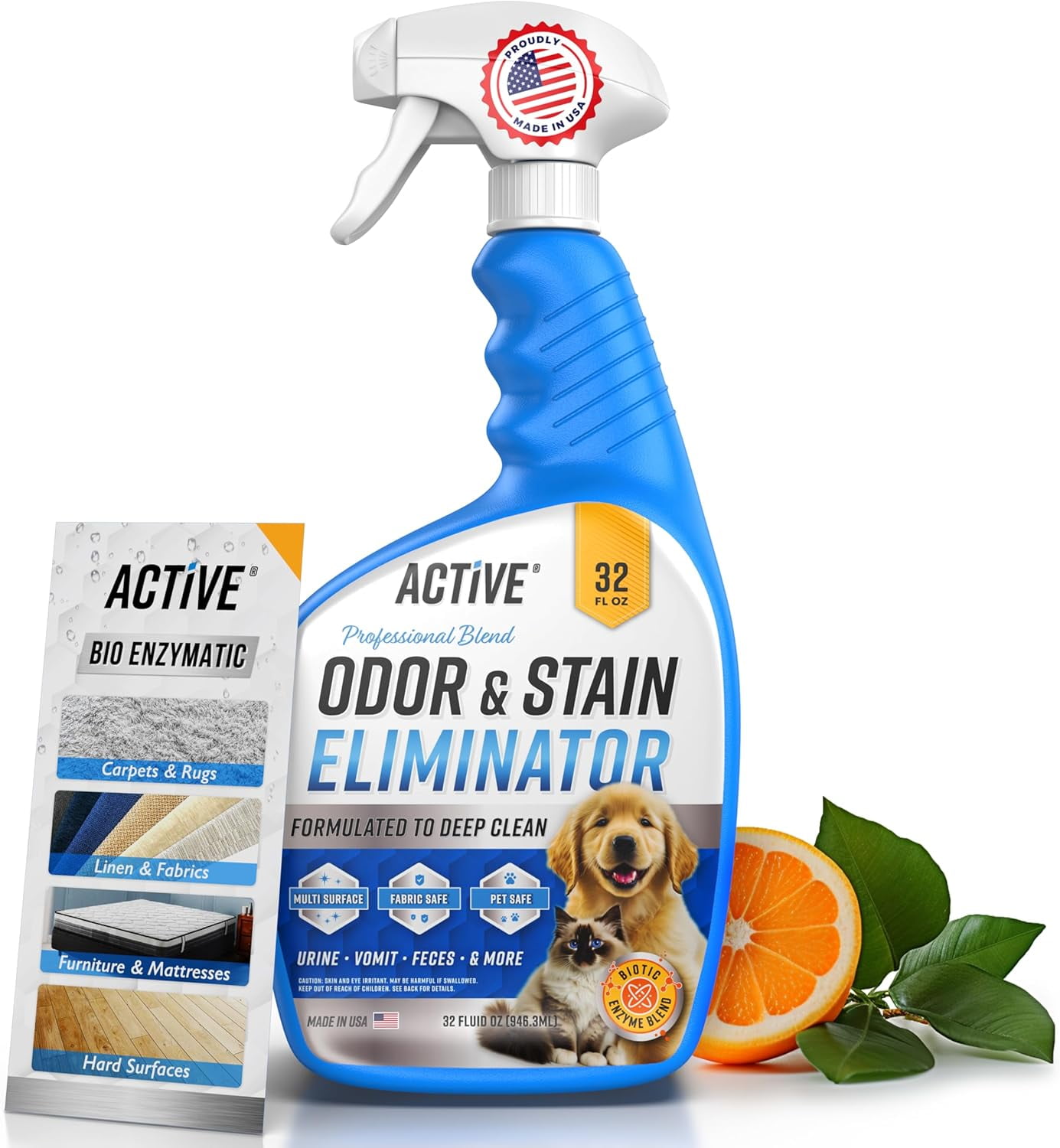 Pet Odor and Stain Eliminator - 32 oz Enzyme Cleaner for Dog & Cat ...