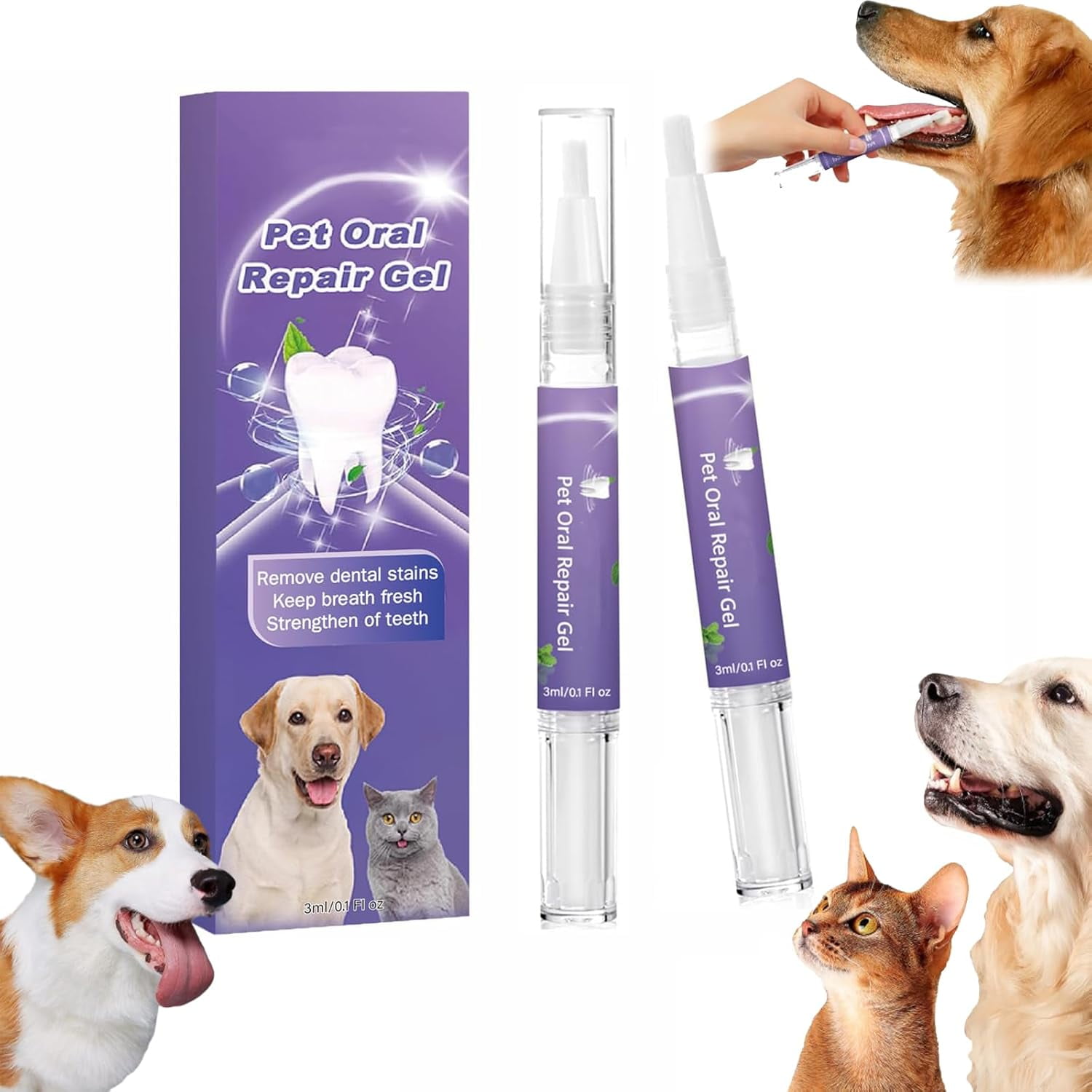 Pet Oral Repair Gel for Dogs, Pet Oral Restoration Whitening Gel, Dog ...