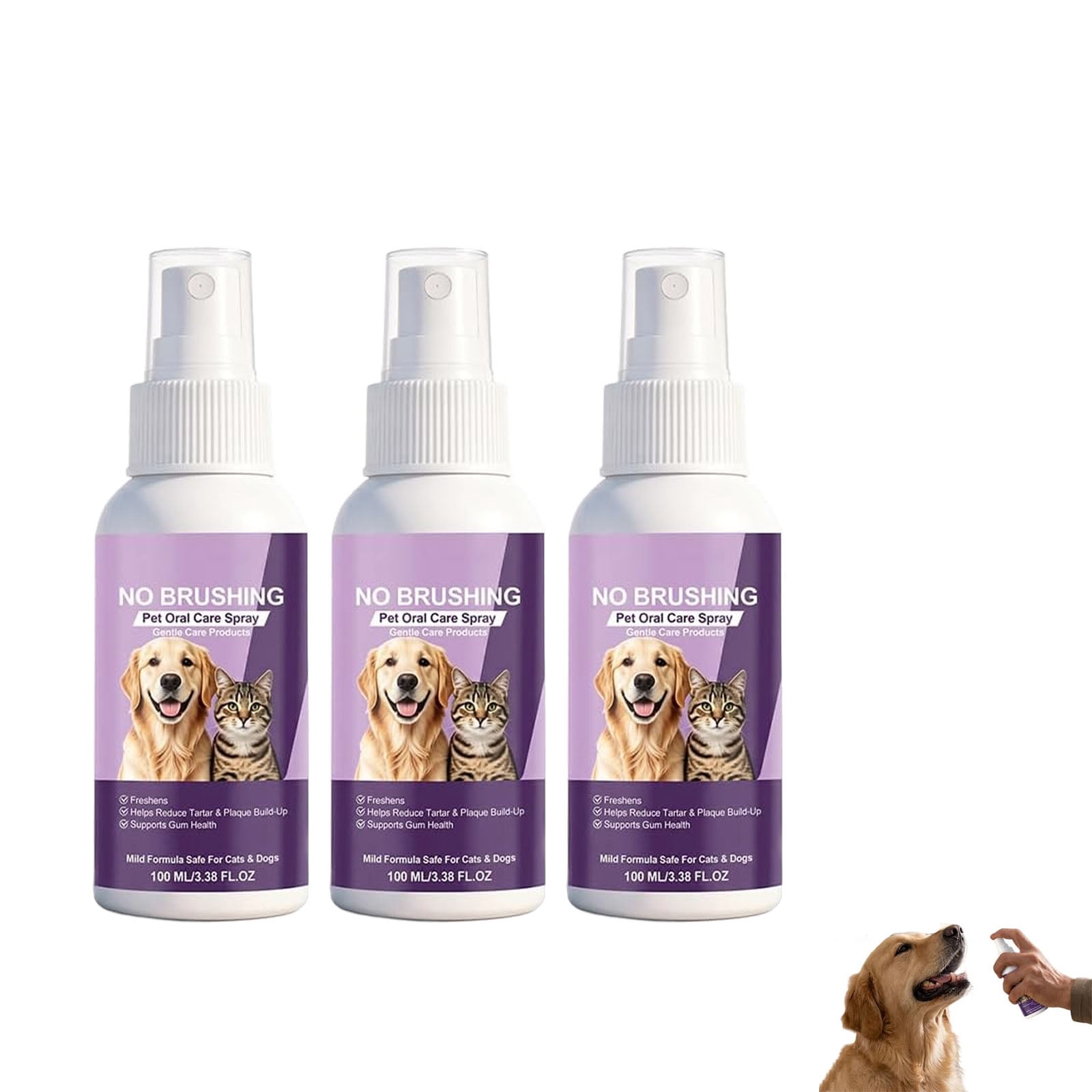 Pet Oral Spray for Dogs and Cats, 100ml Pet Dental Care Spray for Fresh ...