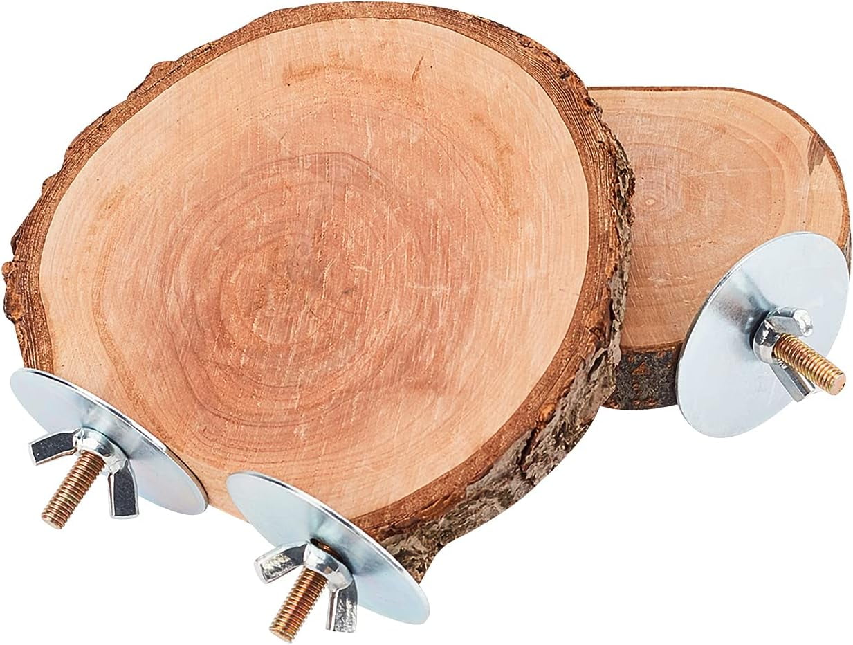 Pet Parrot Bird Cage Perch 2 Sizes Round Shape Wooden Parrot Platform ...