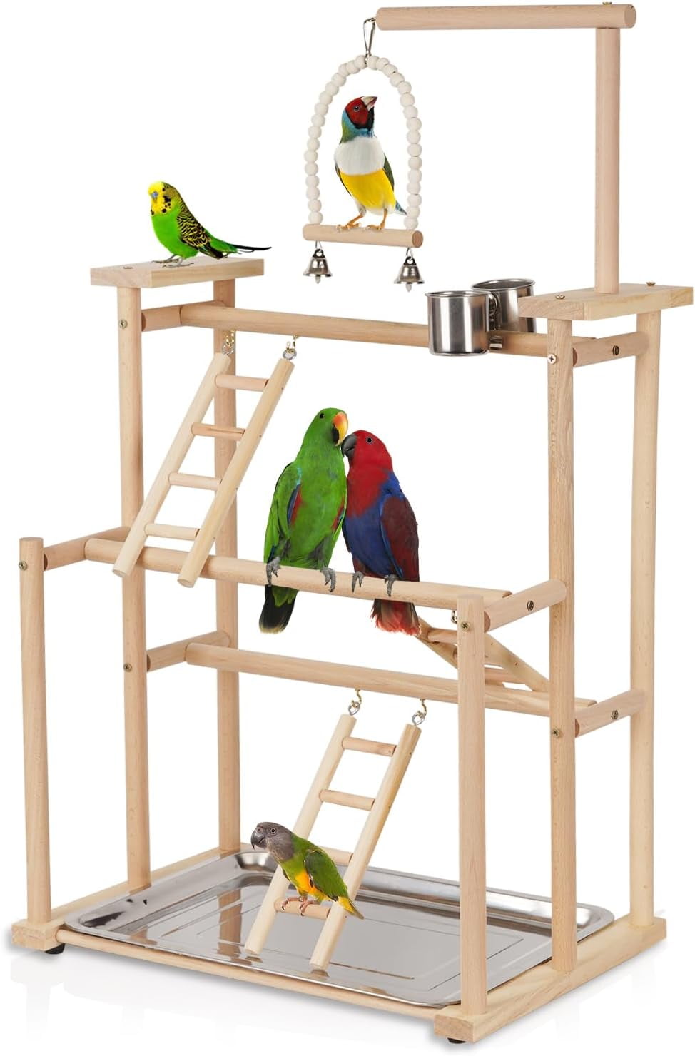 Pet Parrot Playstand Parrots Bird Playground Bird Play Stand Wood Perch ...