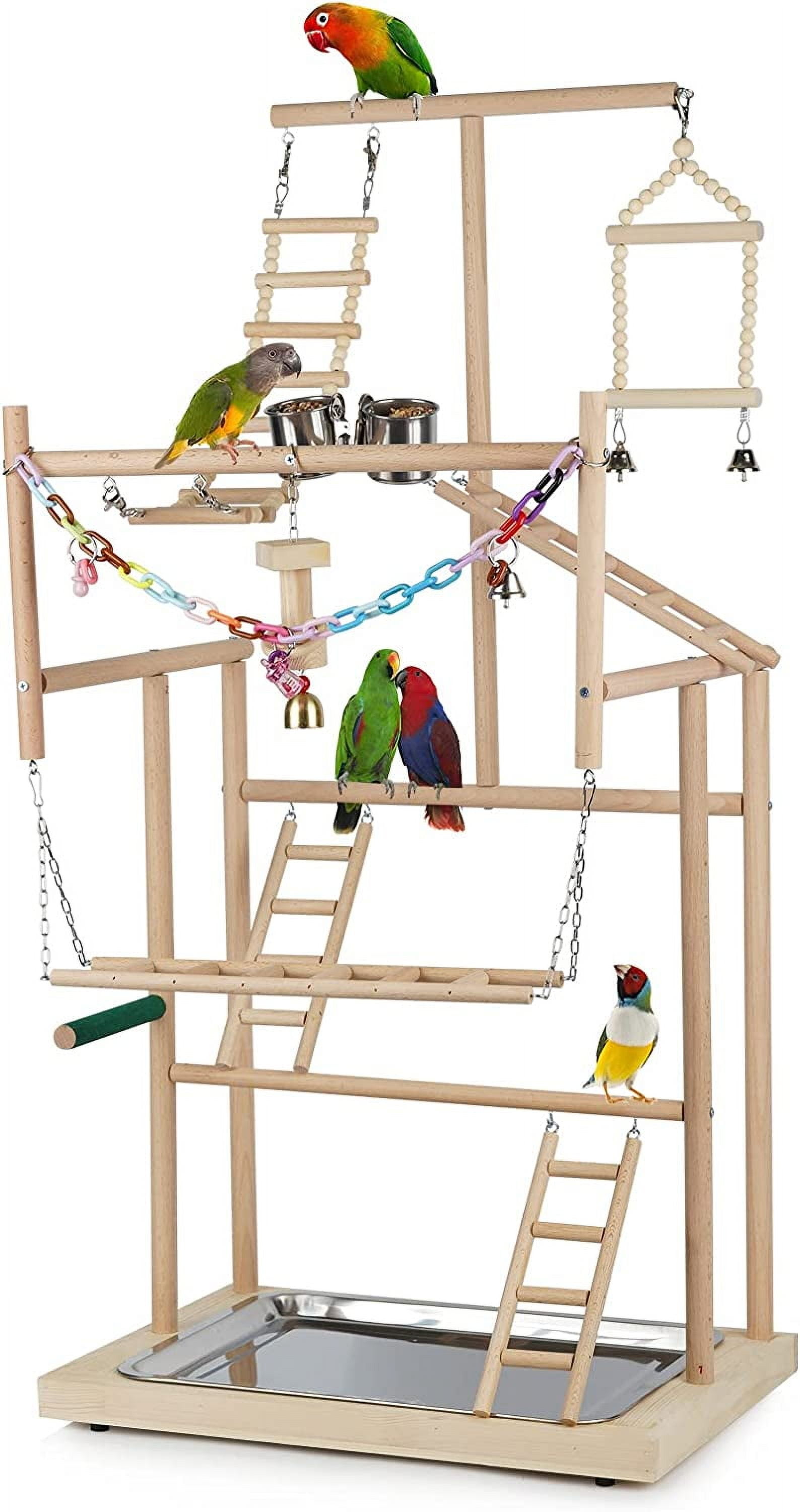 Pet Parrot Playstand Parrots Bird Playground Bird Play Stand Wood Perch ...