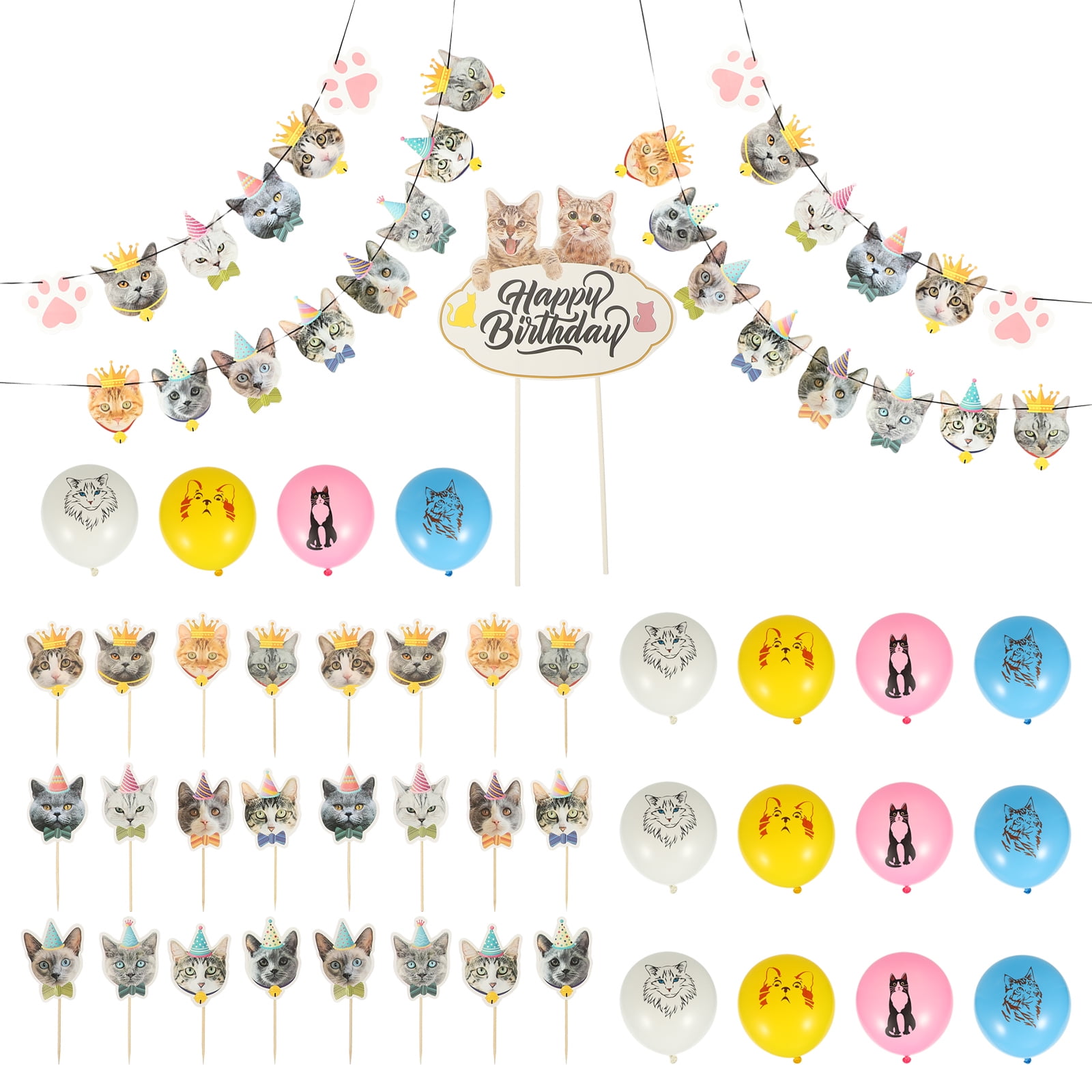 WYN 1 Set Cat Birthday Decor Cat Themed Party Decor Cat Birthday Banner ...