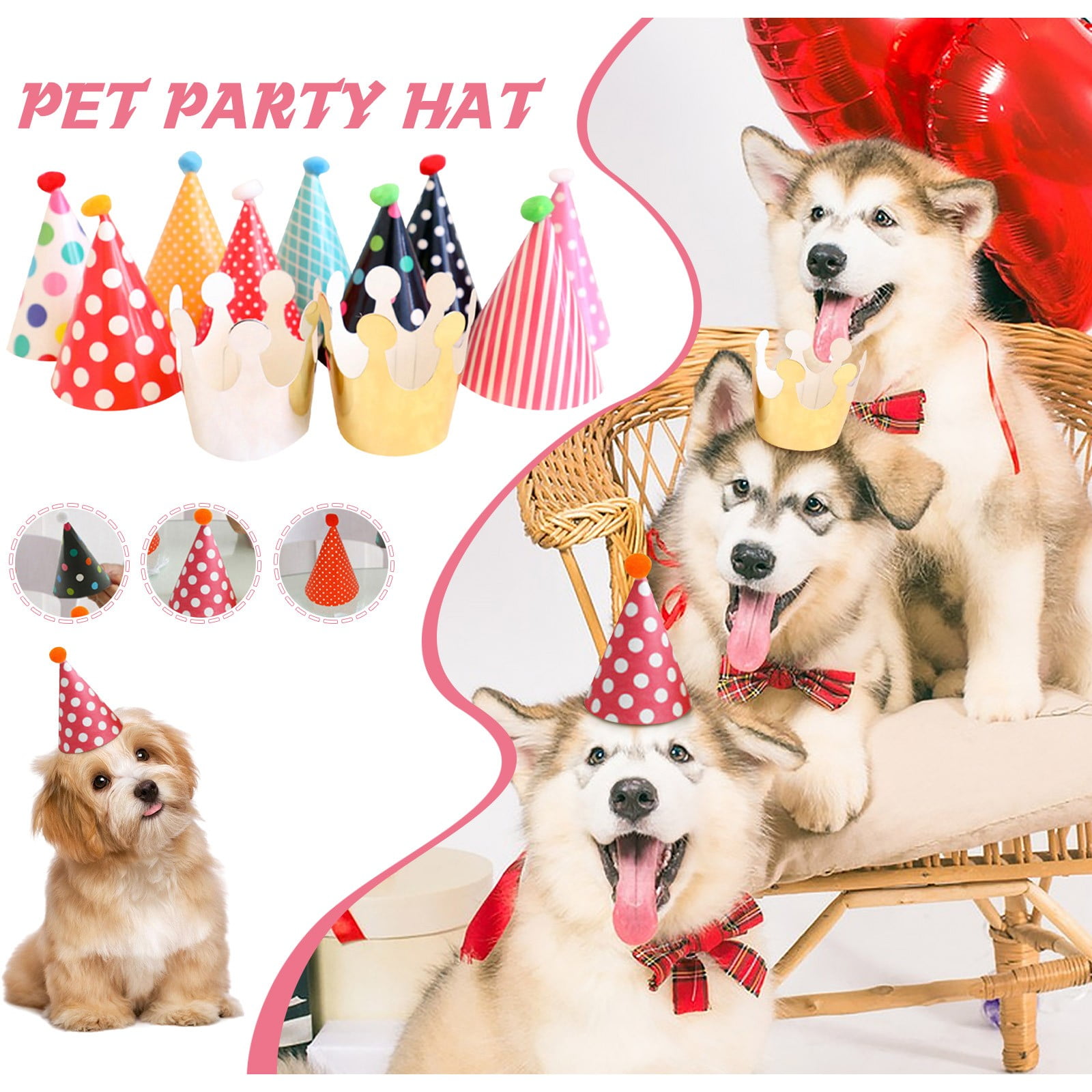 Pet Party Hat - 9 Paper Hats & 2 Crowns for Birthday & Easter Party ...