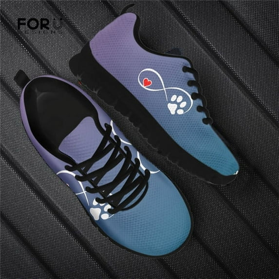 Pet Paw Footprint Pattern Woman Shoes Cute Dog Heart Printing Sneakers ...