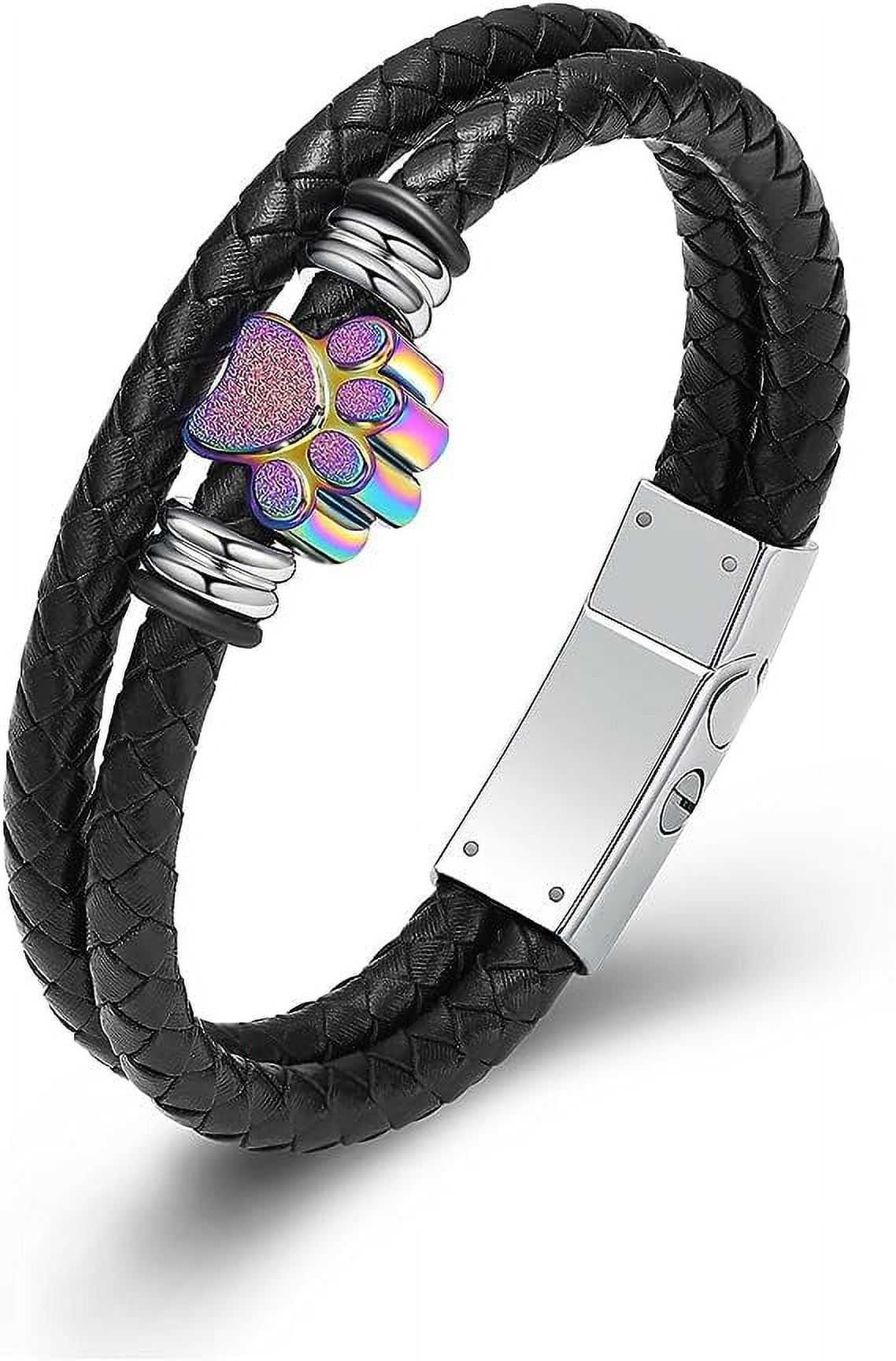 Pet Paw Print Cremation Urn Bracelet for Ashes Stainless Steel Urn ...