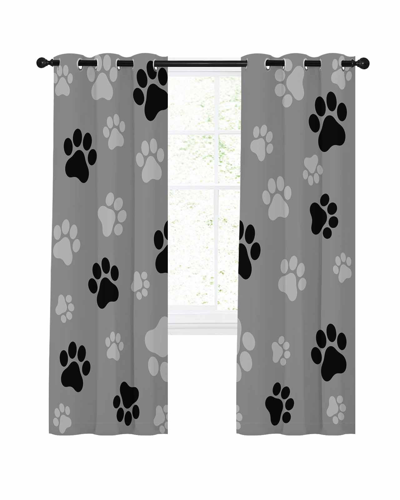 Pet Paw Printed Blackout Curtains 63 Inches Long for Bedroom, Modern ...