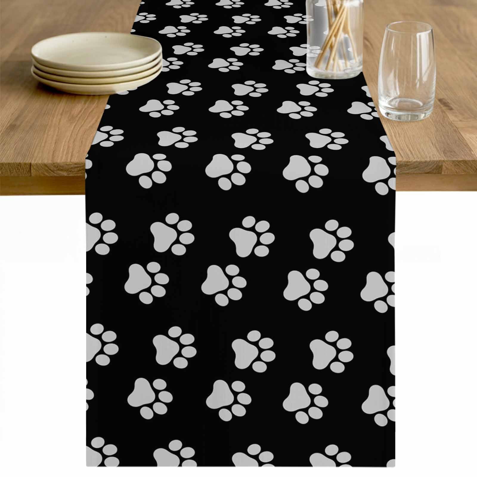Pet Paw Printed Table Runner 60 Inches Long Farmhouse Dress Scarves ...