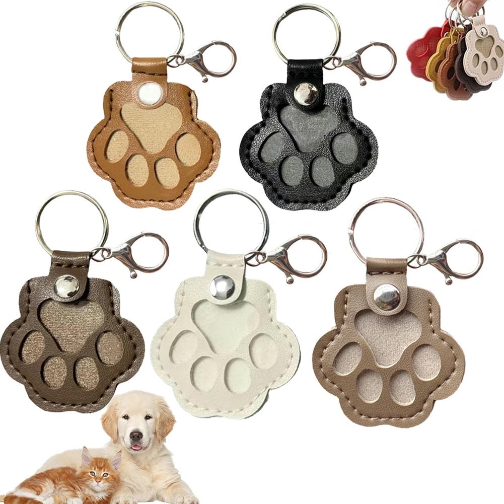 Pet Paw Shaped Leather Keychain, Cute Paw Pet Memorial Keepsake ...