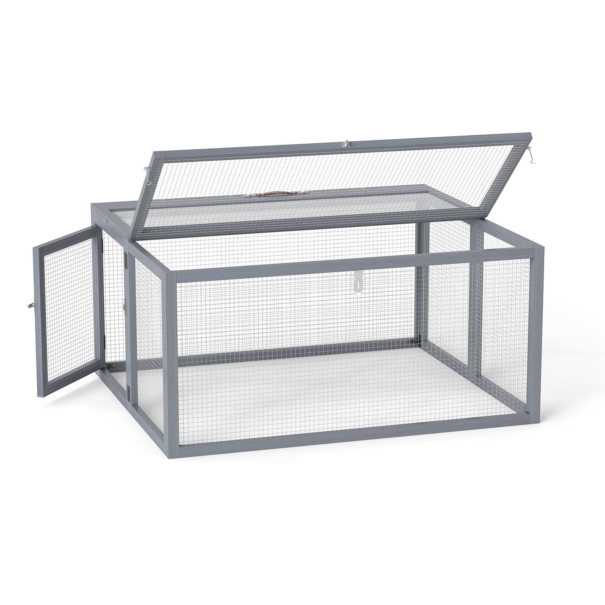 Pet Pens & Hutches Folding Rabbit Hutch with Lockable Doors and Ground ...