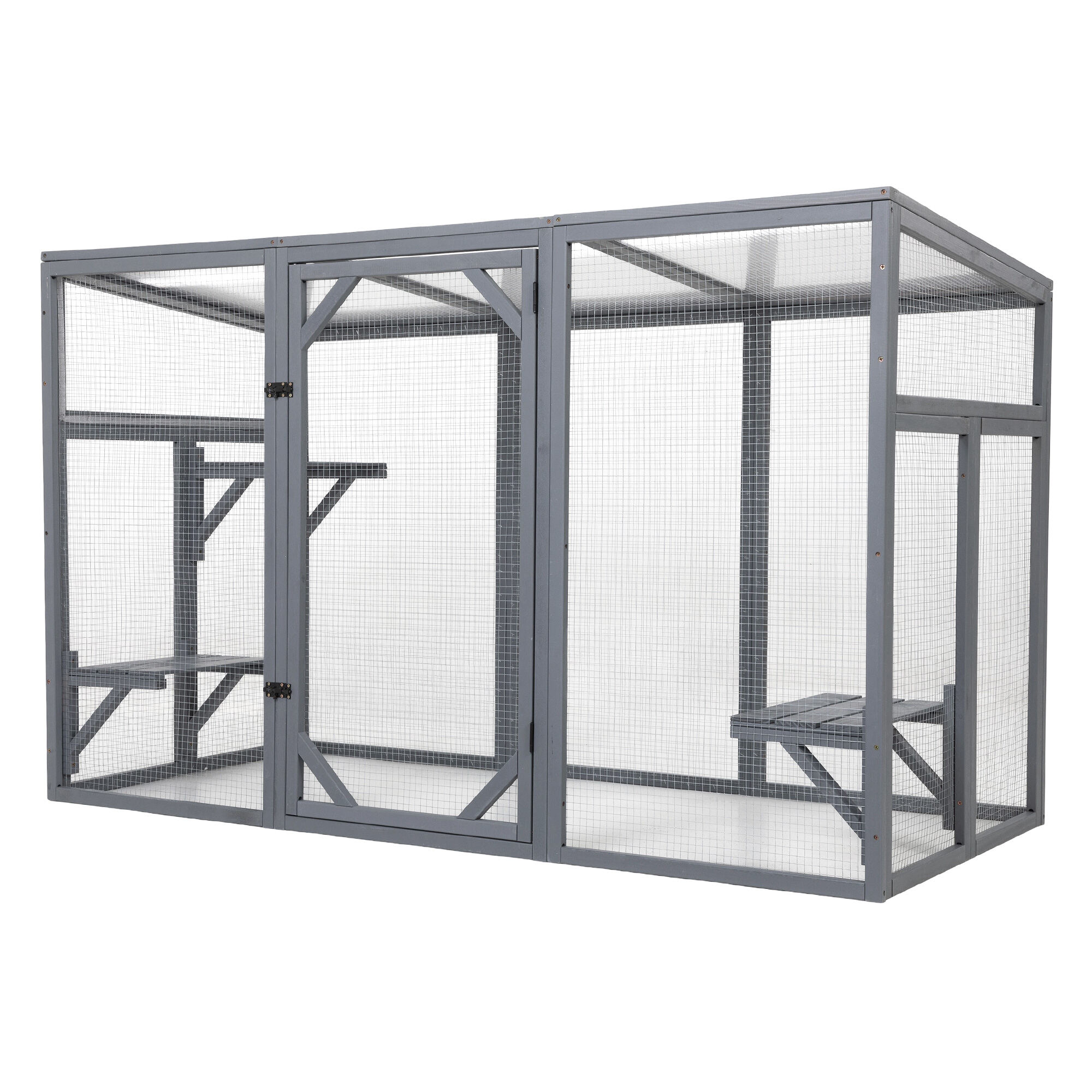 Pet Pens & Hutches Outdoor Wood Cat Enclosure, Patio Cat Catio House ...